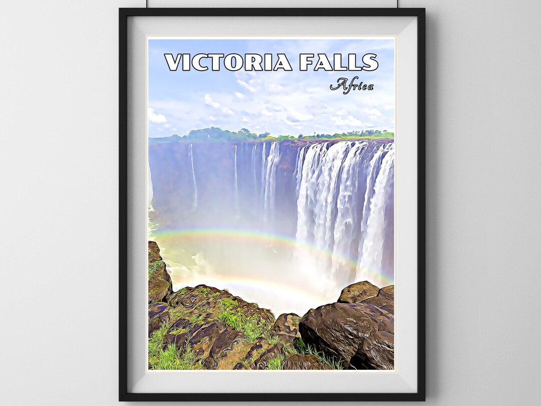 Victoria Falls Travel Poster, Africa Waterfall Printable Wall Art and ...