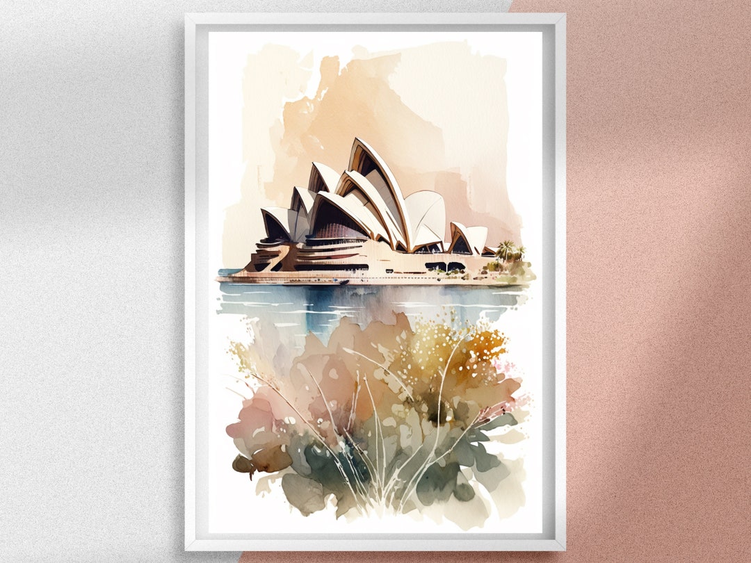 Sydney Opera House Watercolor Poster, Australia Landmark Printable Wall ...