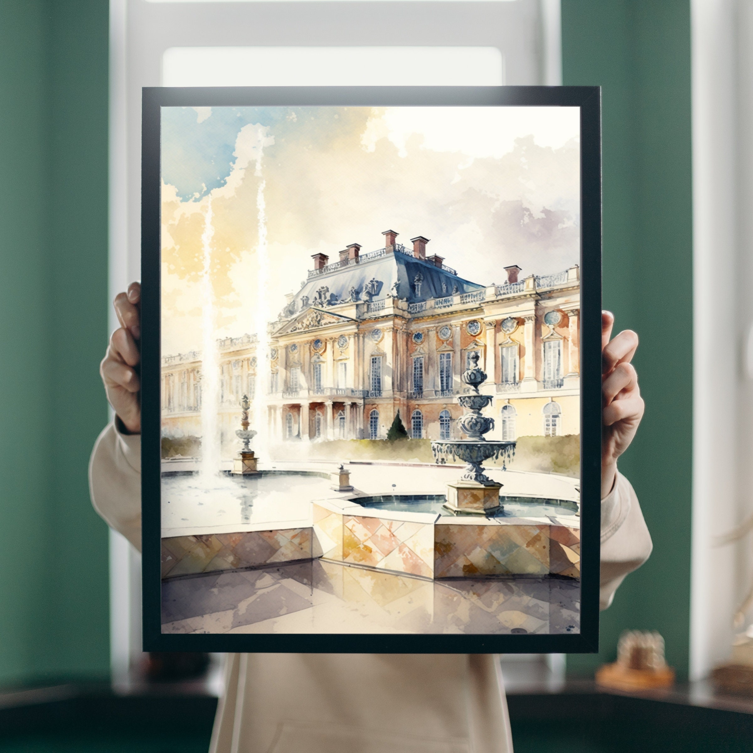 Palace of Versailles Watercolor Painting, Paris Wall Art and France ...
