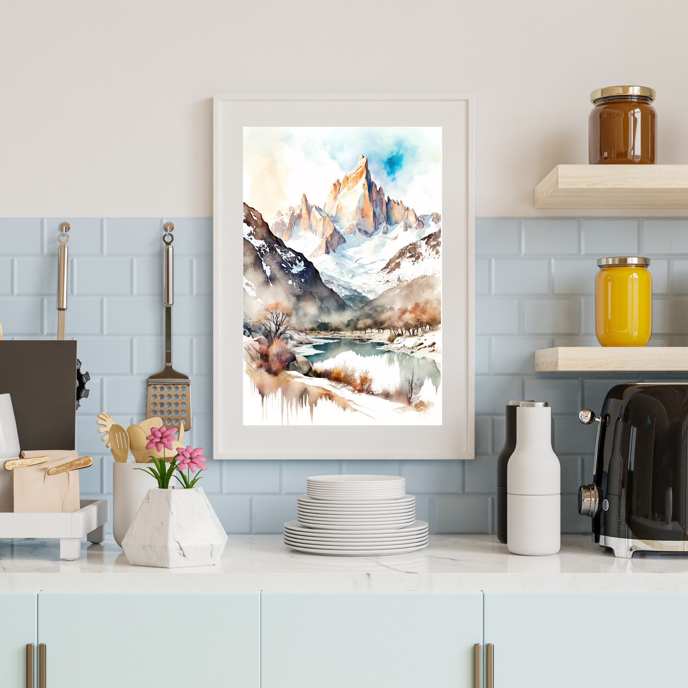 Patagonia Watercolor Painting, South America Nature Printable Wall Art ...