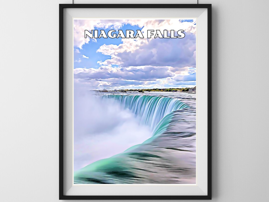 Niagara Falls Travel Poster, American Nature Landmark Digital Prints ...