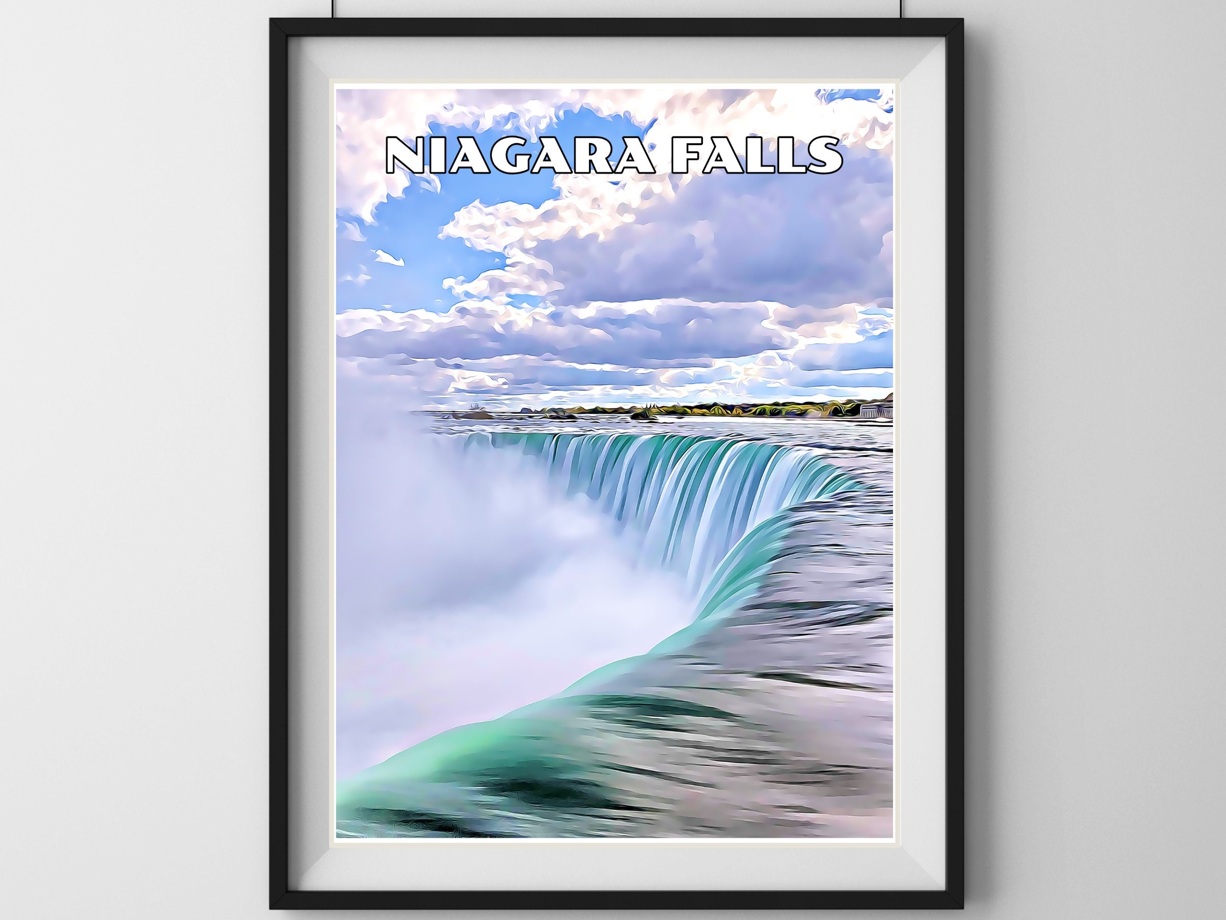 Niagara Falls Travel Poster, American Nature Landmark Digital Prints ...