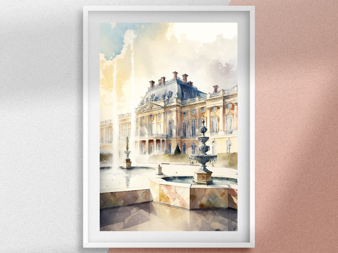 Palace of Versailles Watercolor Painting, Paris Wall Art and France ...