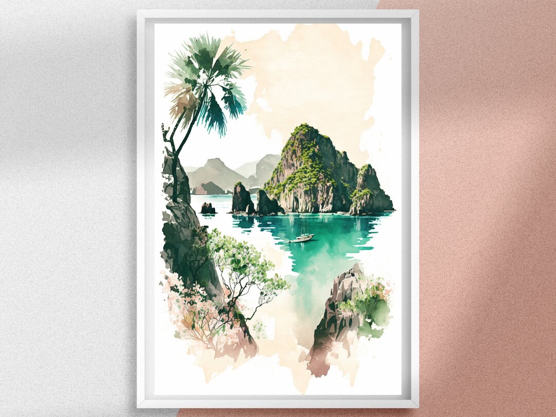 El Nido Palawan Watercolor Painting, Philippine Island Printable Wall ...