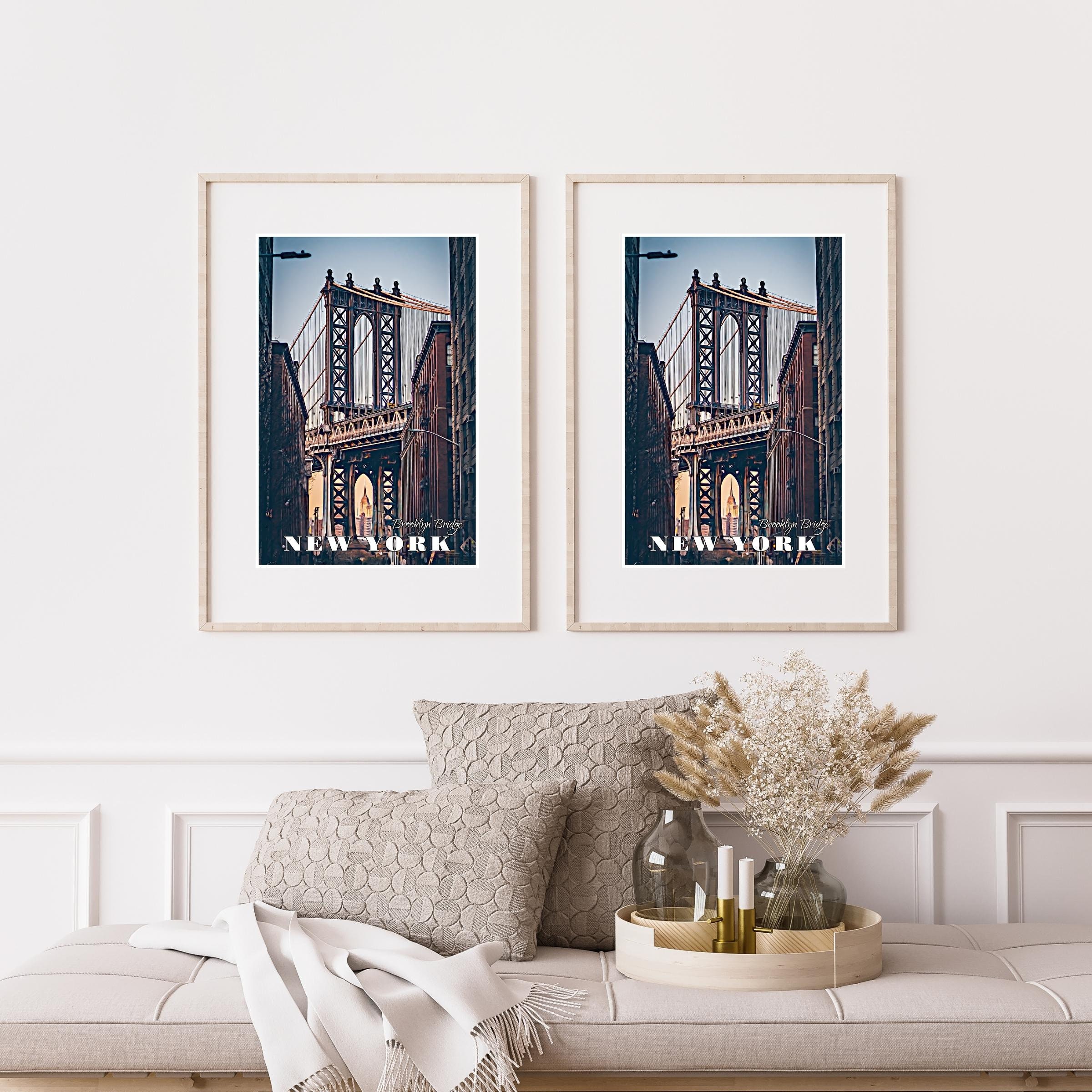 New York Travel Poster, New York Digital Print, New York Printable Art, Brooklyn Bridge Arts, NY ...