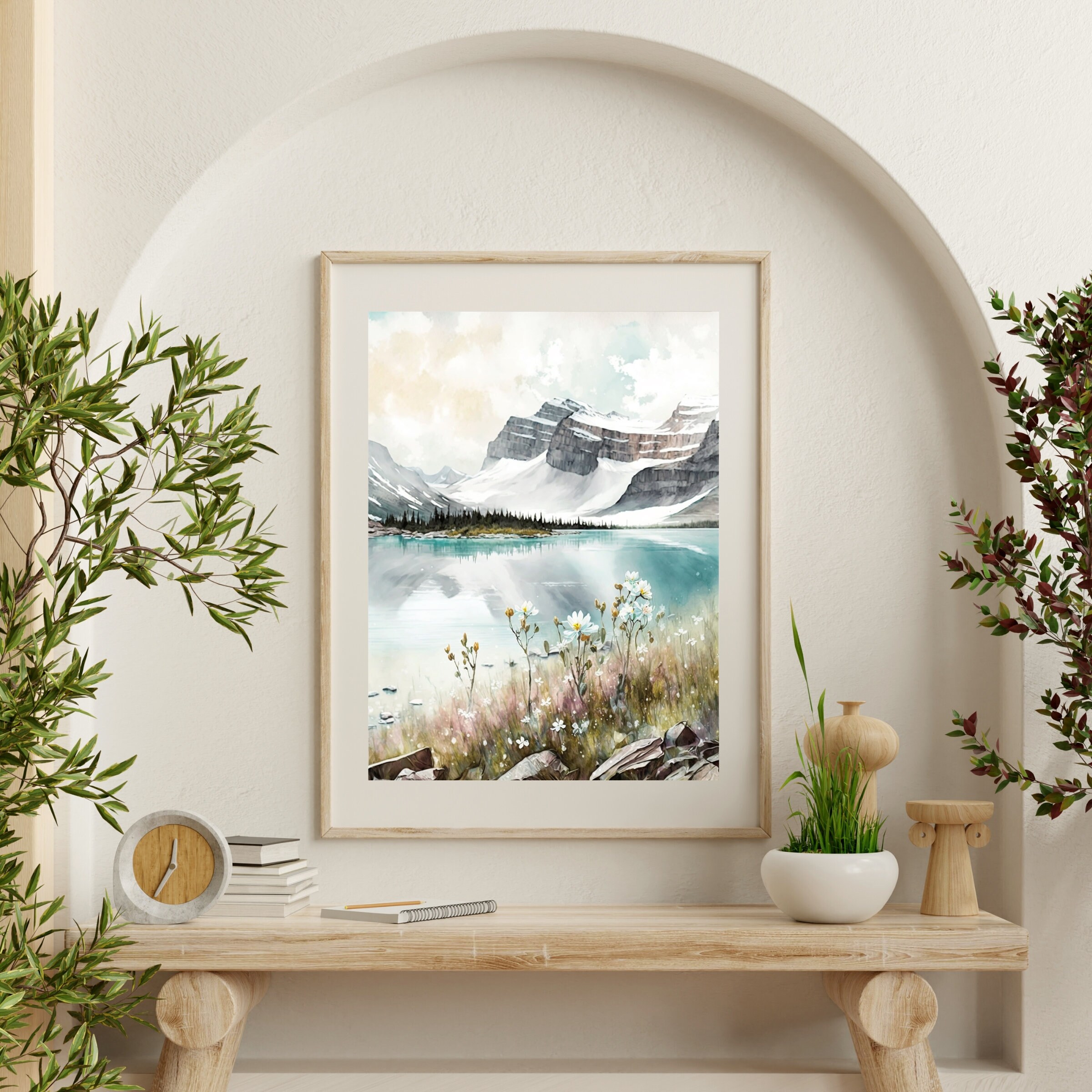 Glacier National Park Watercolor Poster, US National Park Printable ...