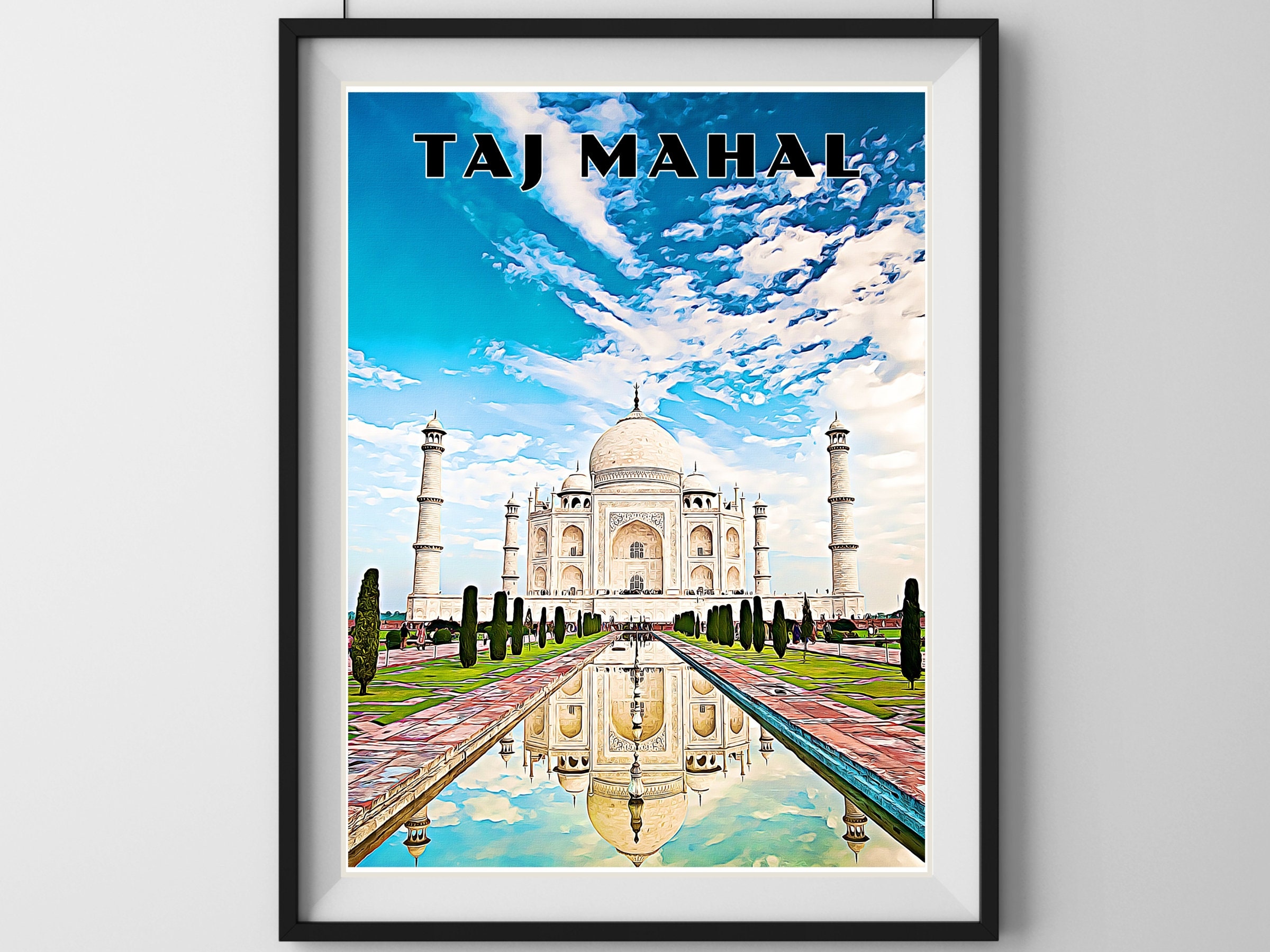 Taj Mahal Travel Poster, Taj Mahal Digital Print, Taj Mahal Printable ...
