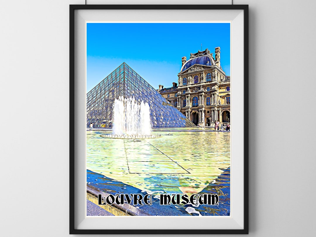 Louvre Museum Travel Poster, Paris Landmark Digital Prints and France ...
