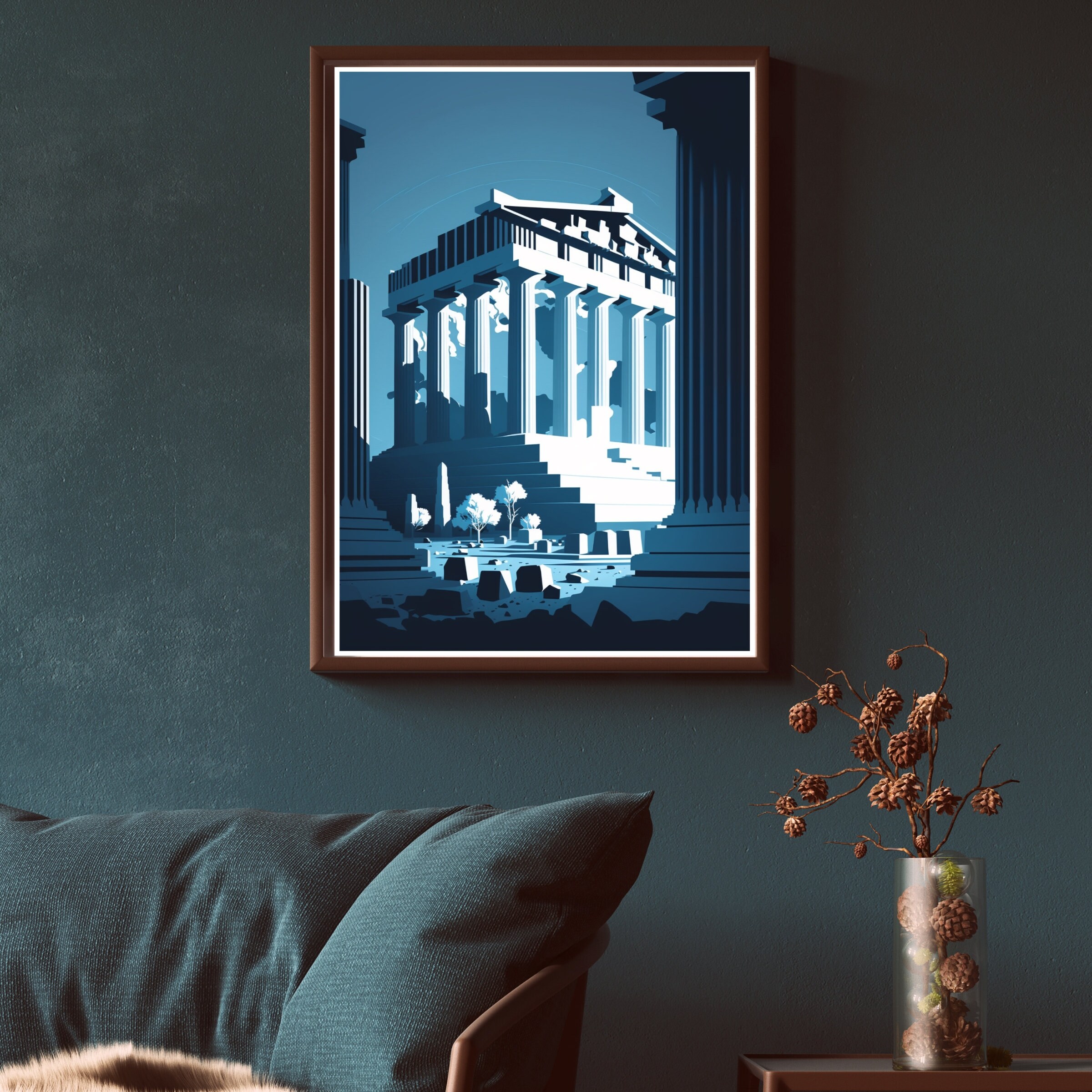 Acropolis of Athens Minimalist Poster, Greek Architecture Illustration ...