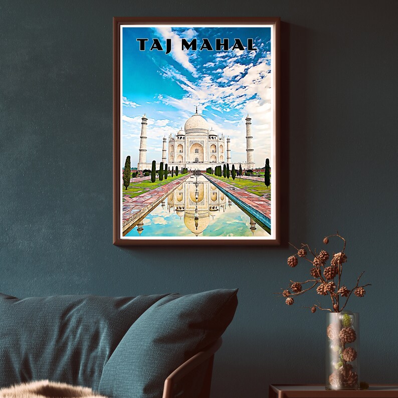 Taj Mahal Travel Poster, Taj Mahal Digital Print, Taj Mahal Printable ...