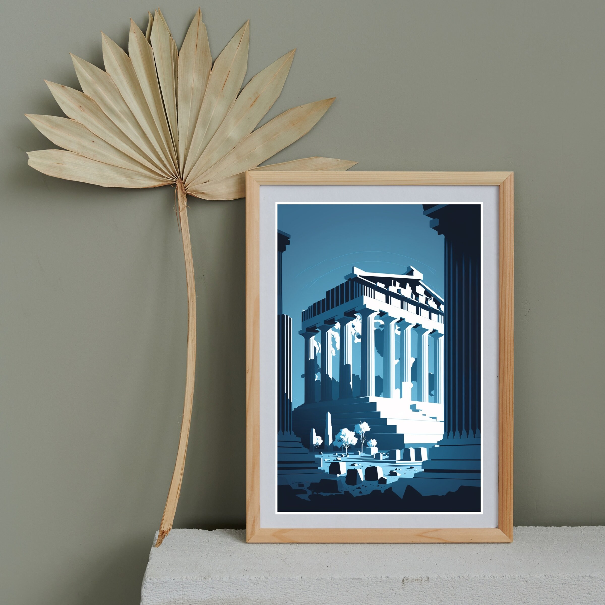 Acropolis of Athens Minimalist Poster, Greek Architecture Illustration ...