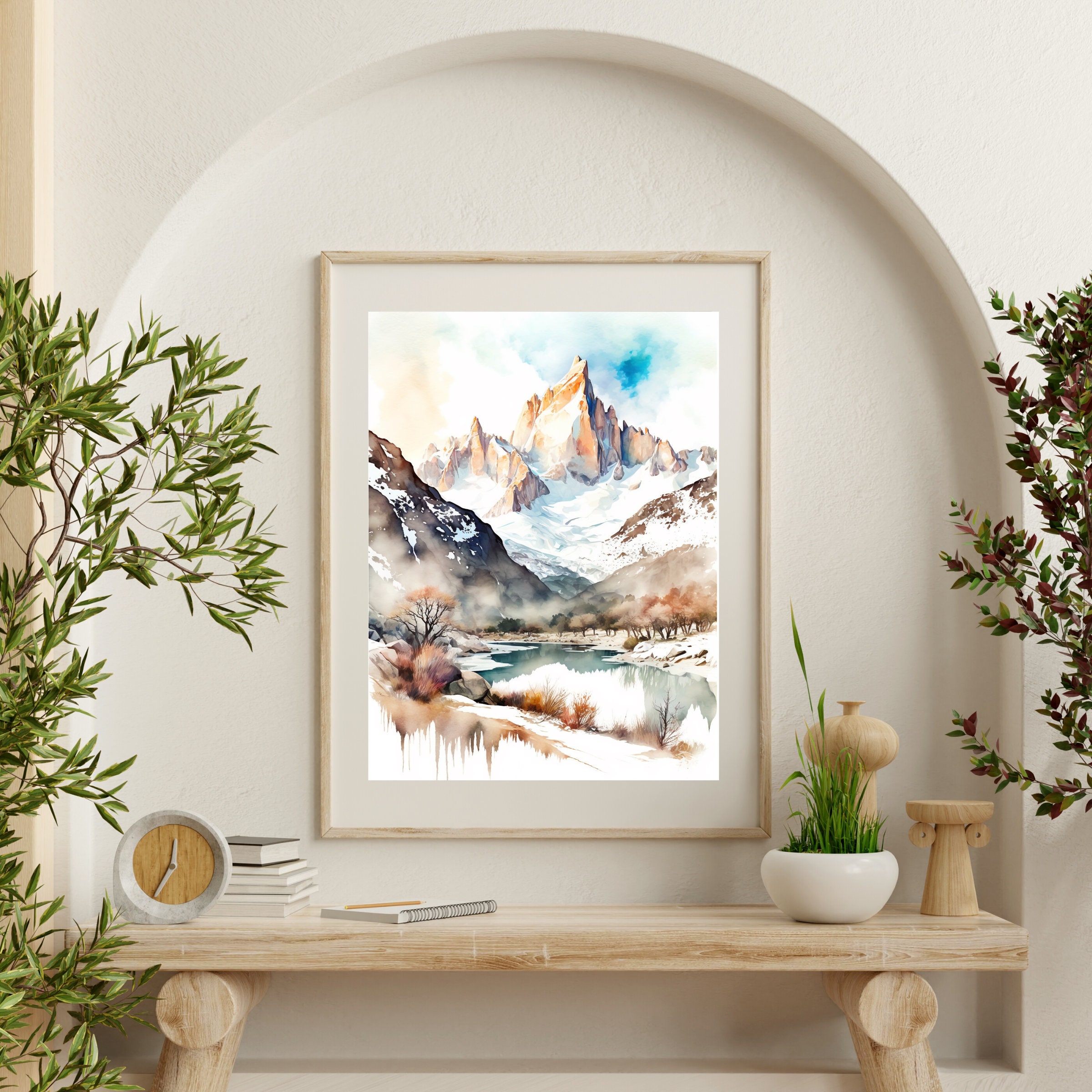 Patagonia Watercolor Painting, South America Nature Printable Wall Art ...
