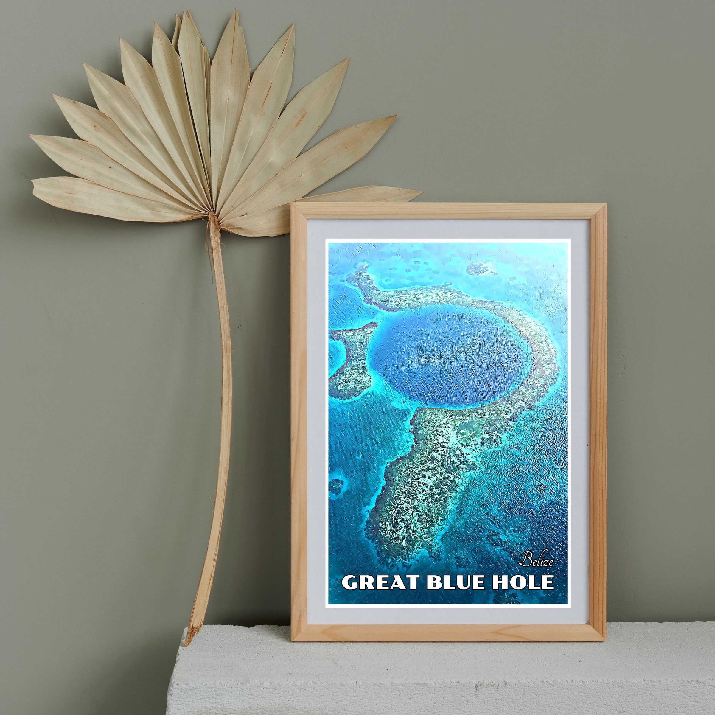 Great Blue Hole Travel Poster Belize Oceanic Printable Wall - Etsy