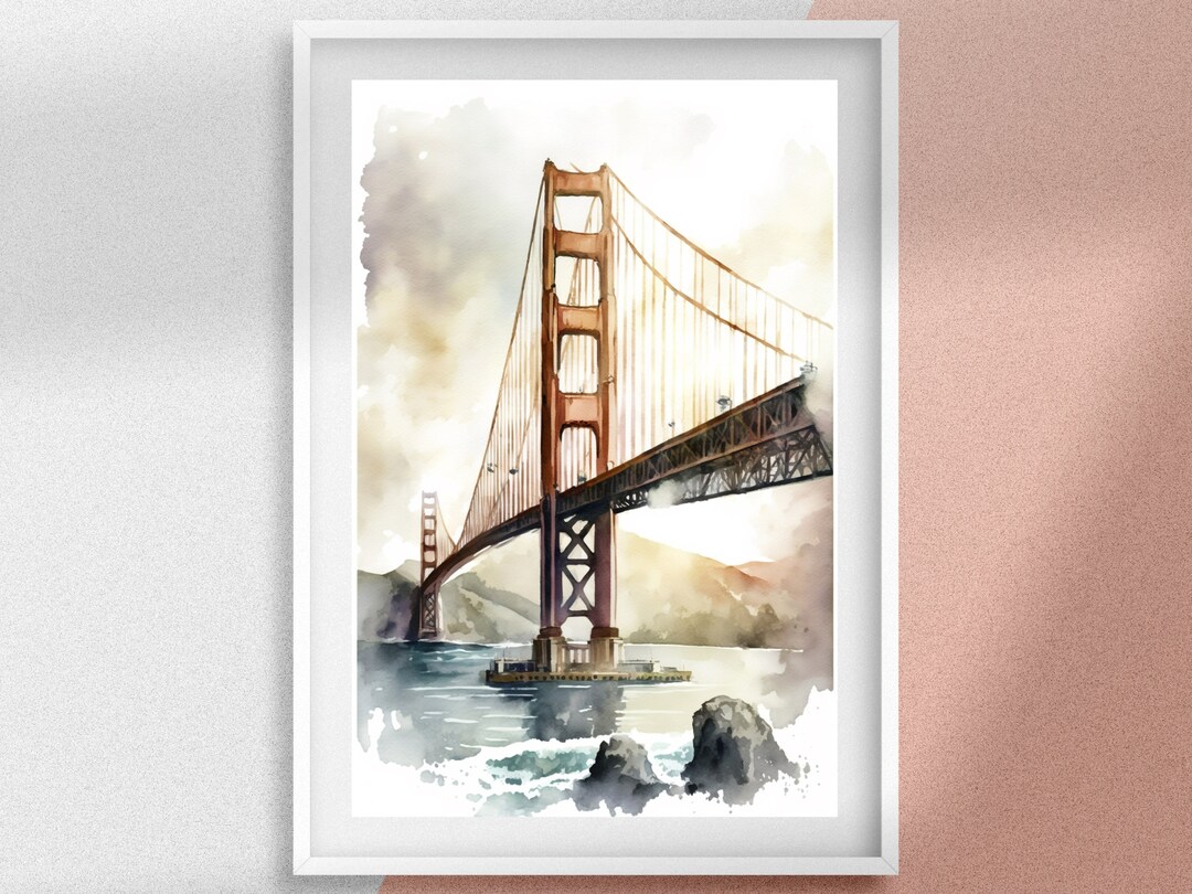 Golden Gate Bridge Watercolor Painting, San Francisco Printable Wall ...