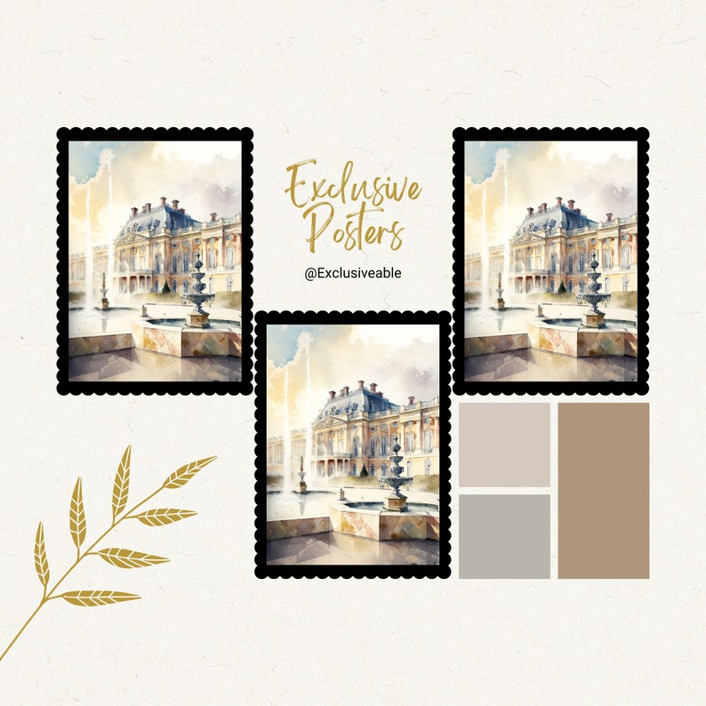 Palace of Versailles Watercolor Painting, Paris Wall Art and France ...