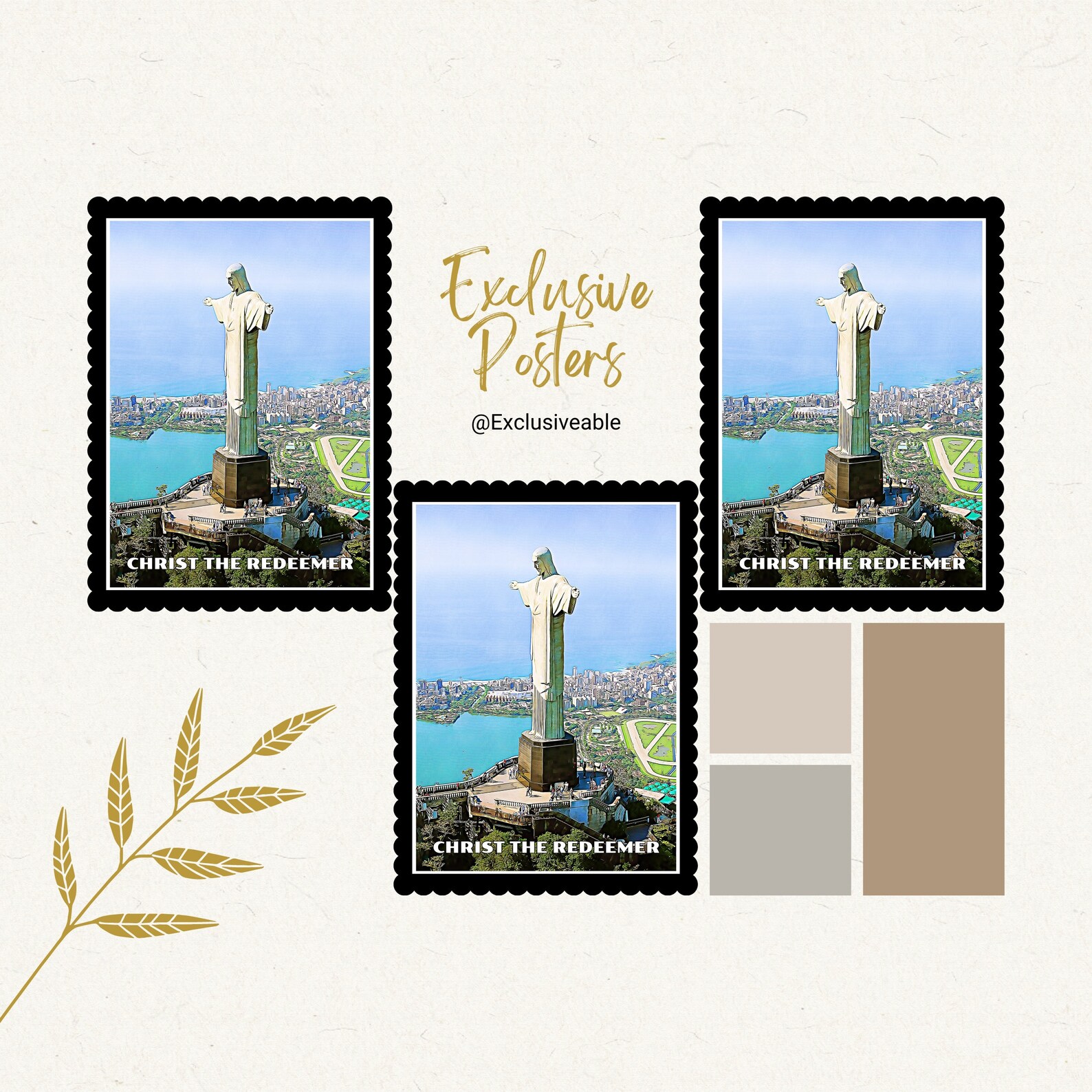 Christ the Redeemer Travel Poster Brazil Landmark Printable - Etsy