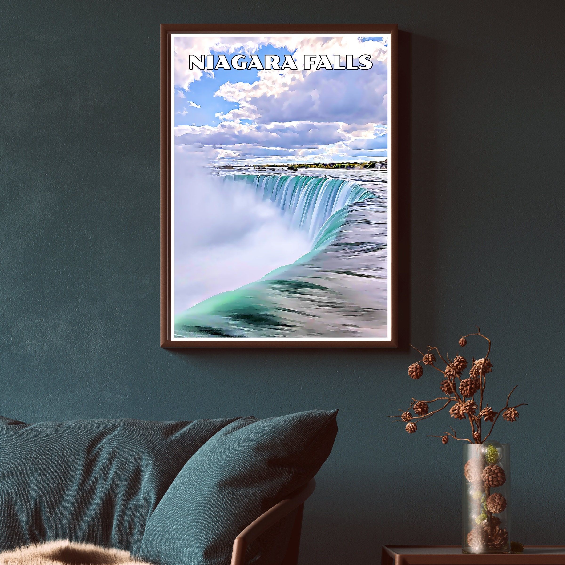 Niagara Falls Travel Poster, American Nature Landmark Digital Prints ...