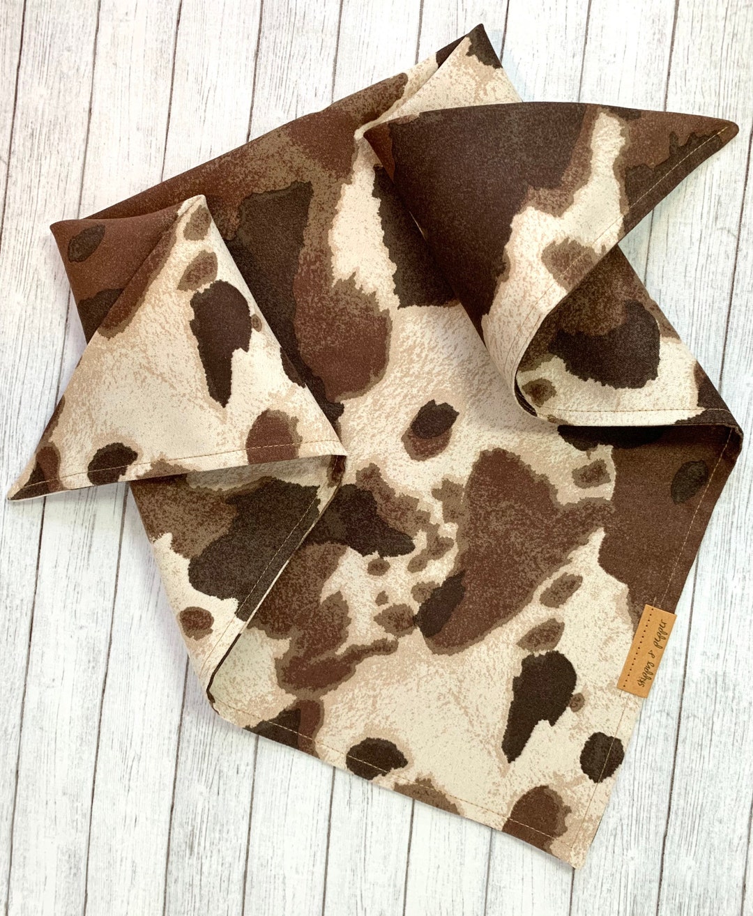 Rustic Western Cow Hide Faux Leather Suede Cowboy Tie on Dog Bandana ...