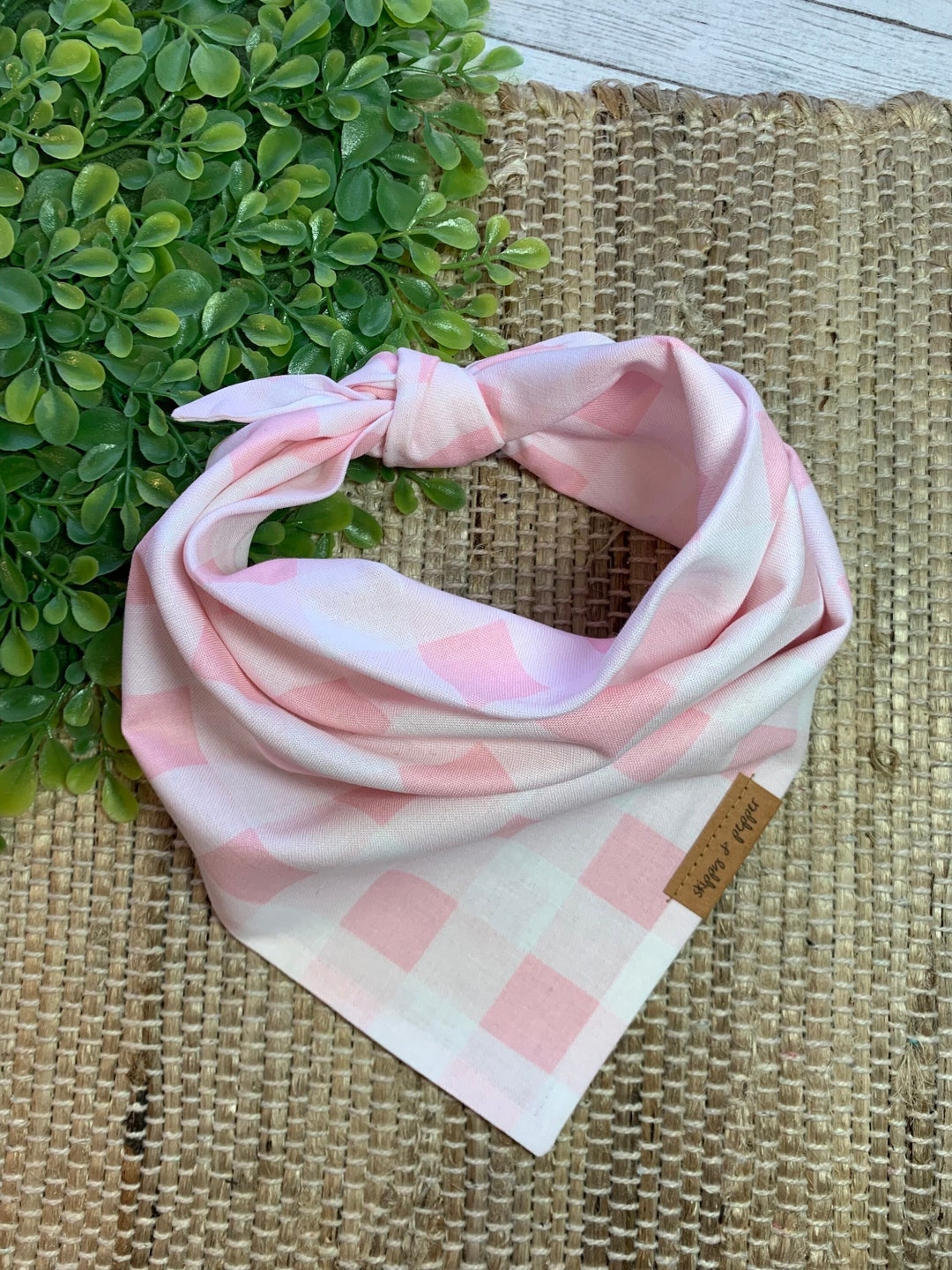 Pastel Pink & White Gingham Plaid Buffalo Check Dog Bandana/tie-on ...