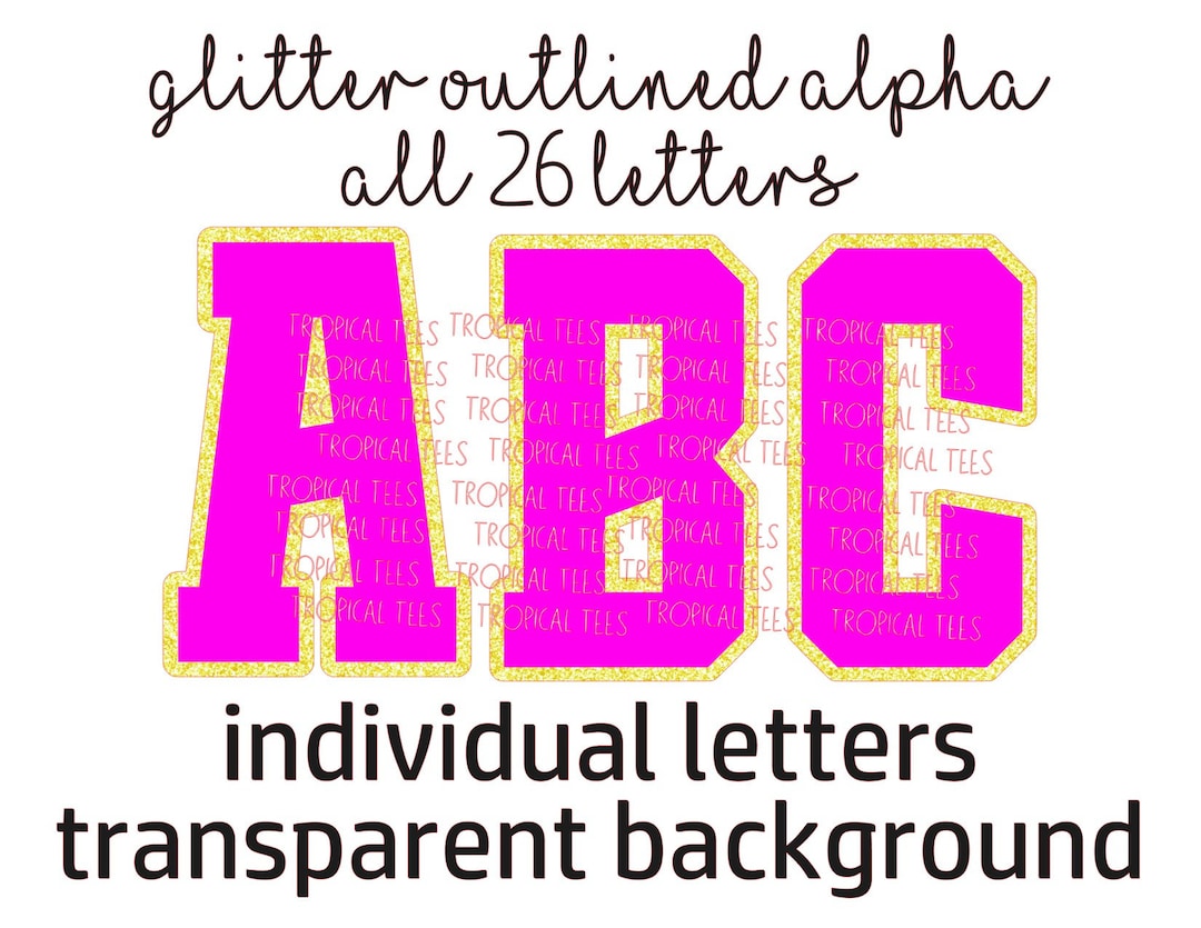 Glitter and Pink Alphabet PNG Digital Download Printable Art - Etsy