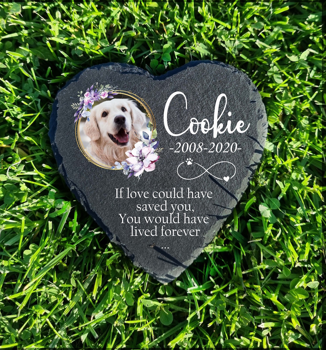 Personalised Heart Shape PET Memorial Stone Dark Grey Plaque in Size ...