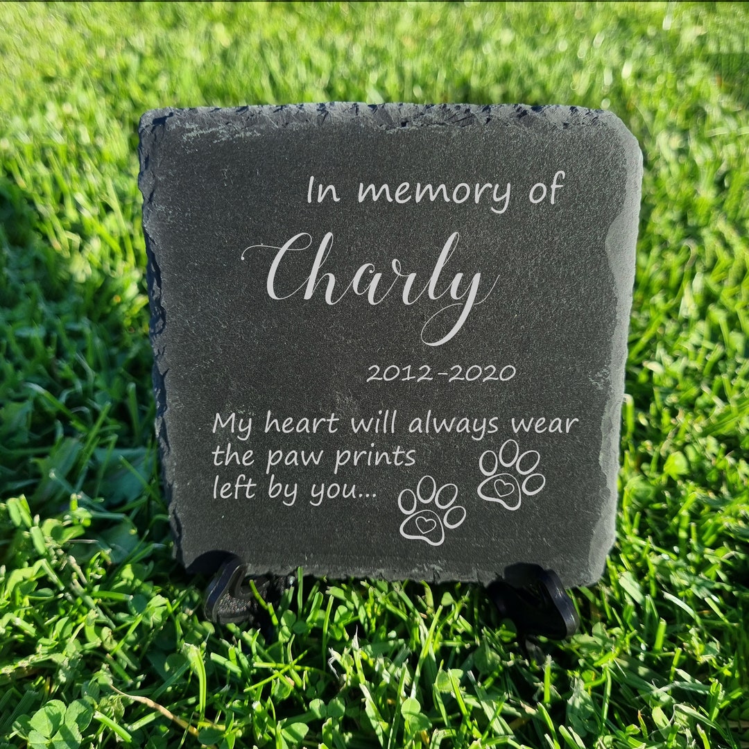 Personalisable PET Memorial Slate Stone Plaque in Size 10x10cm 15X15 ...