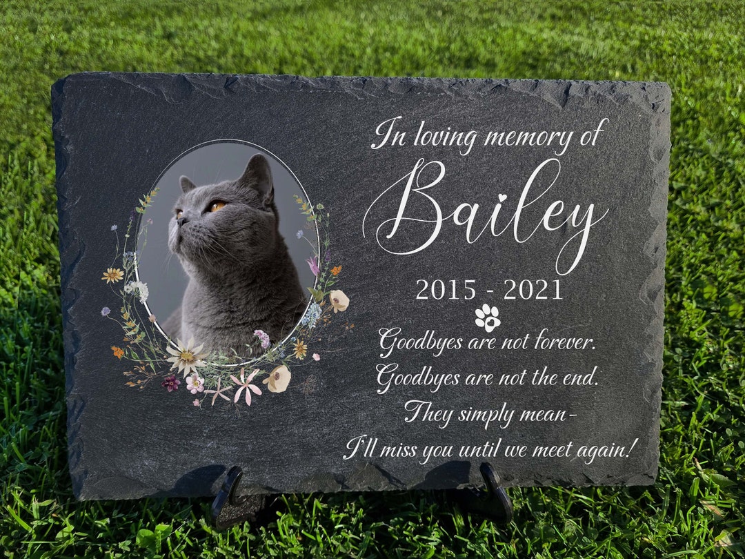Custom Made PET Memorial Slate Dark Grey Hamster Cat Dog Grave Marker ...