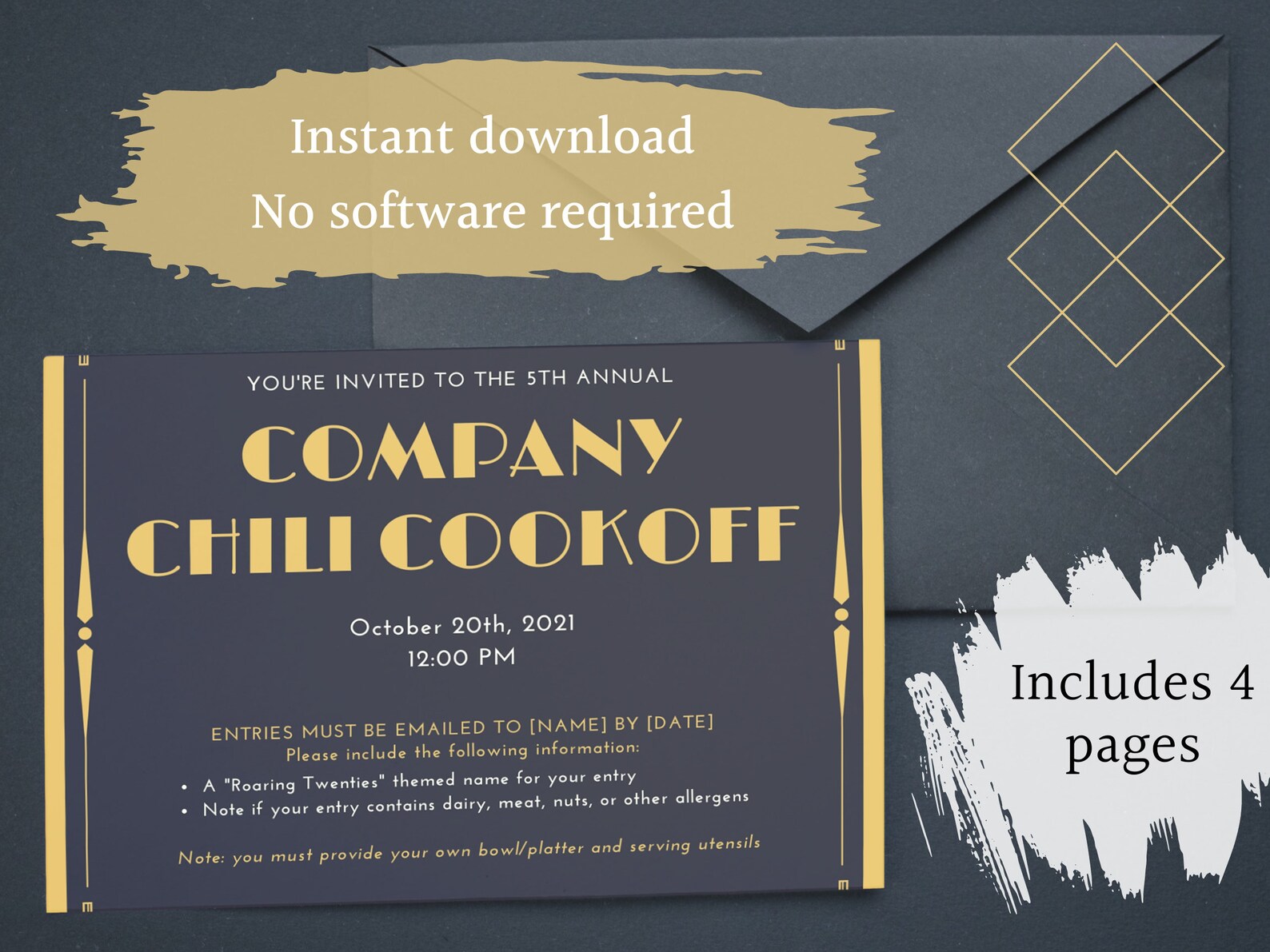 Editable roaring Twenties Contest Templates Instant Download Reusable ...