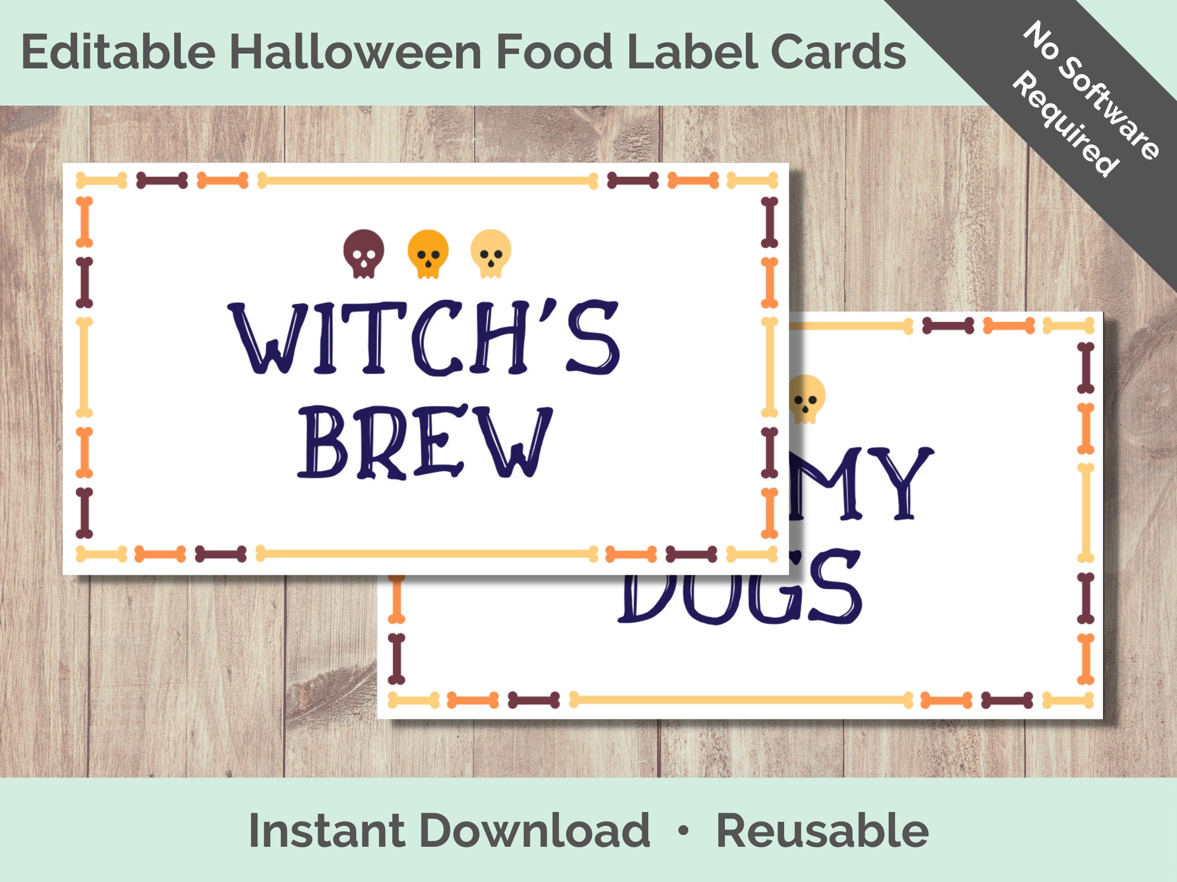 Editable Halloween Food Label Table Tents Instant Download | Etsy