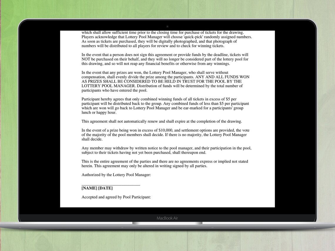 Office Lottery Pool Templates | Invitation & Contract | Instant ...