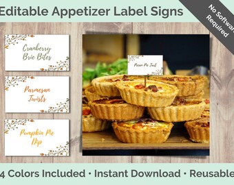 Editable Autumn Appetizer Label Signs Instant Download - Etsy