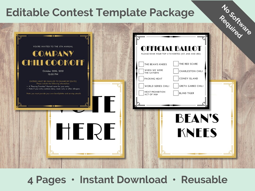 Editable roaring Twenties Contest Templates - Etsy