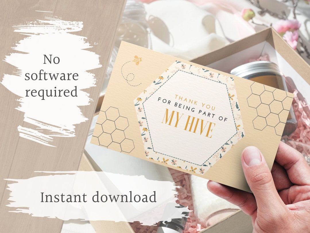 Beehive Thank You Gift Tag | Printable Appreciation Tag | Instant ...