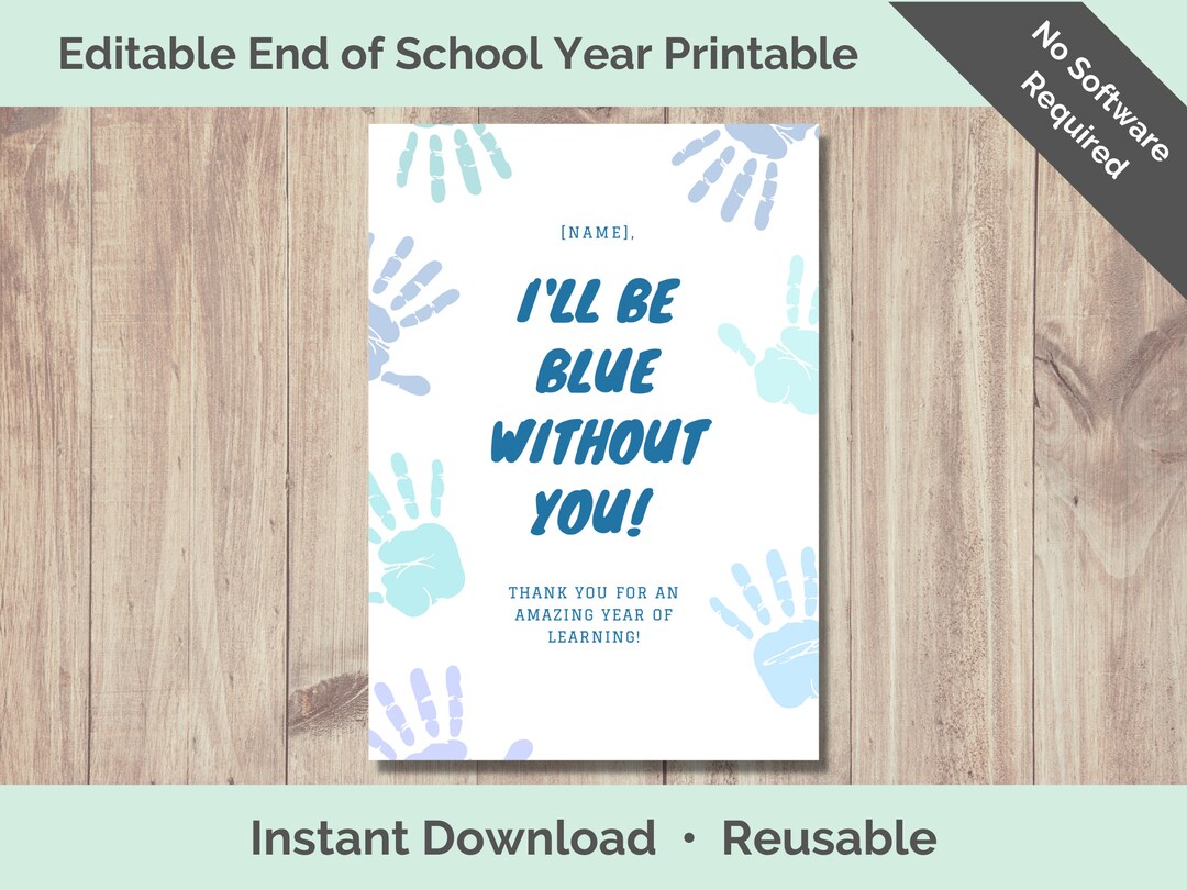Editable End of School Year Printable 8.5 X 11 - Etsy