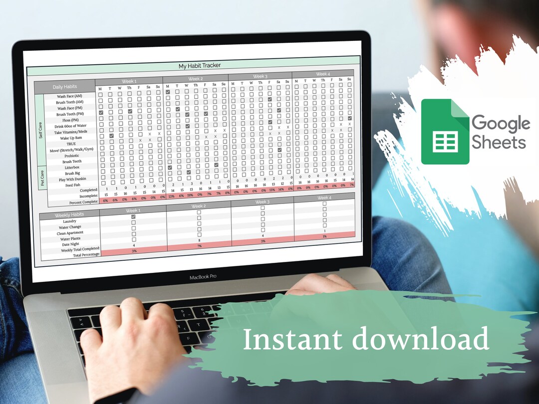 Editable Habit Tracker [google Sheets] | Instant Download | Reusable - Etsy