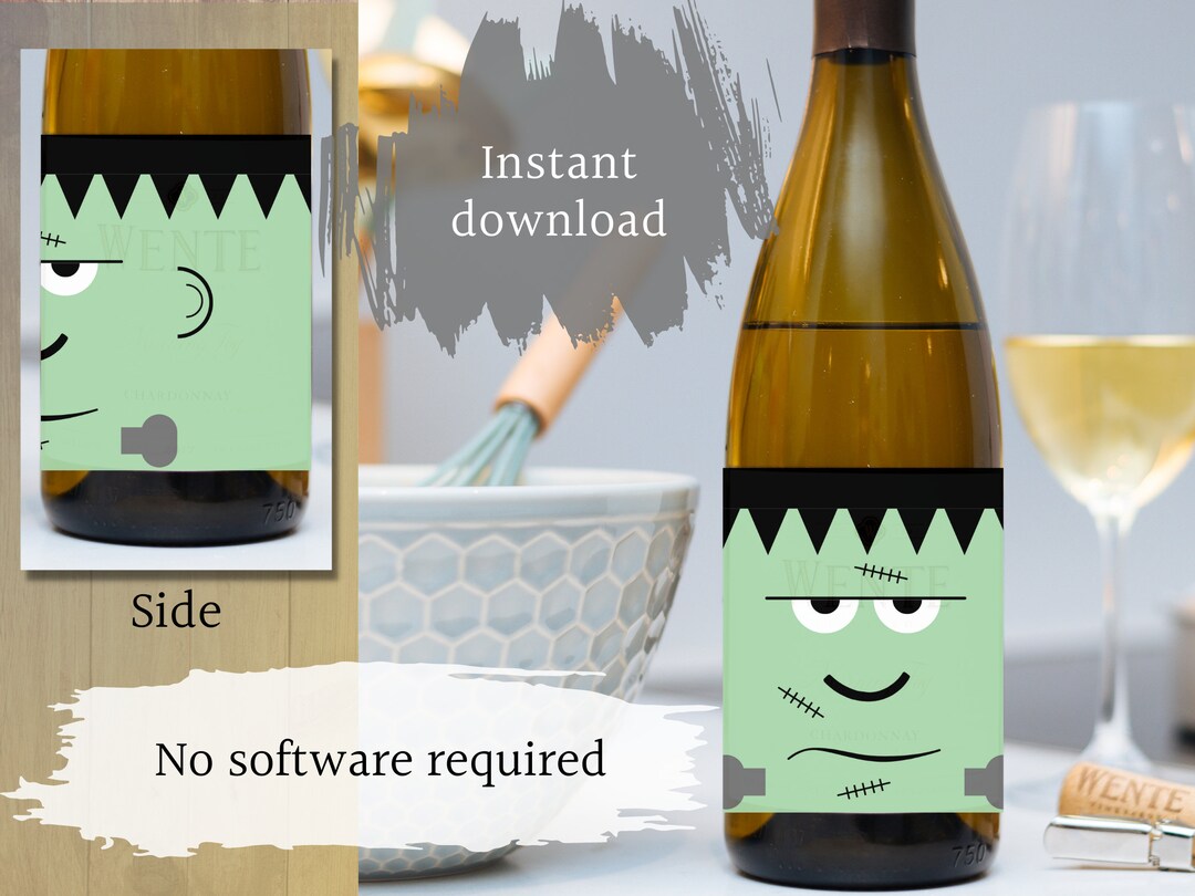 Printable Frankenstein Wine Bottle Sleeve | Instant Download | Reusable ...