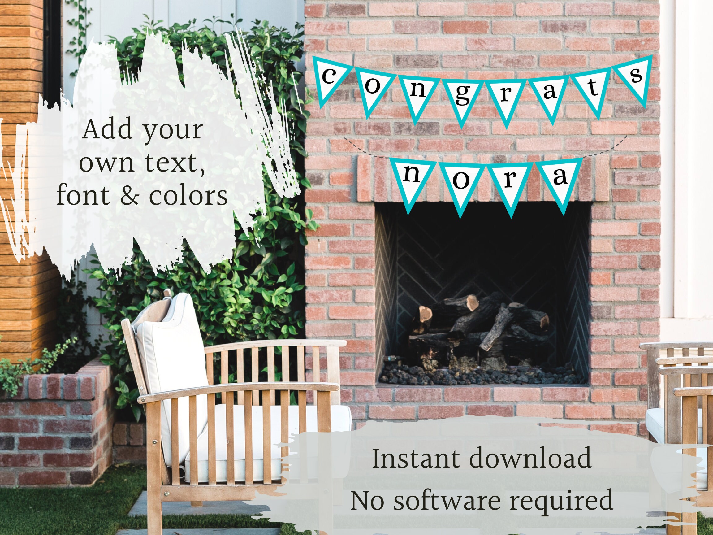Editable Triangle Bunting Banner | Printable Party Garland 8.5x11 ...
