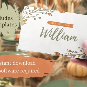 Editable Thanksgiving Place Card Table Tents | Instant Download ...