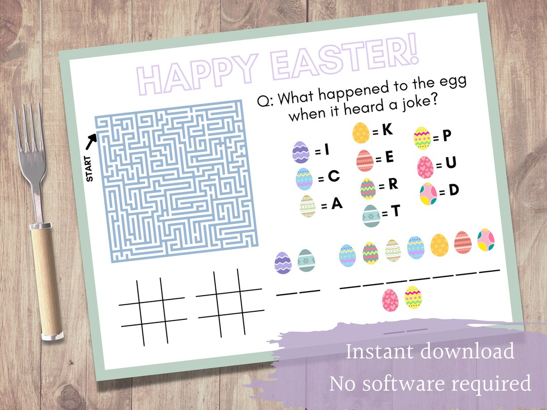 Printable Easter Maze, Puzzle & Game Activity Placemats for Preschool ...