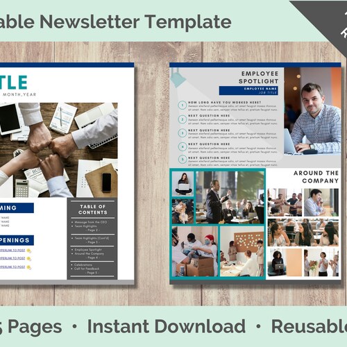 Reusable Newsletter Template 8.5 X 11 Size Editable With - Etsy