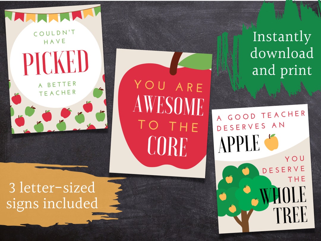 Teacher Appreciation Printable Signs (8.5" X 11") | Instant Download - Etsy