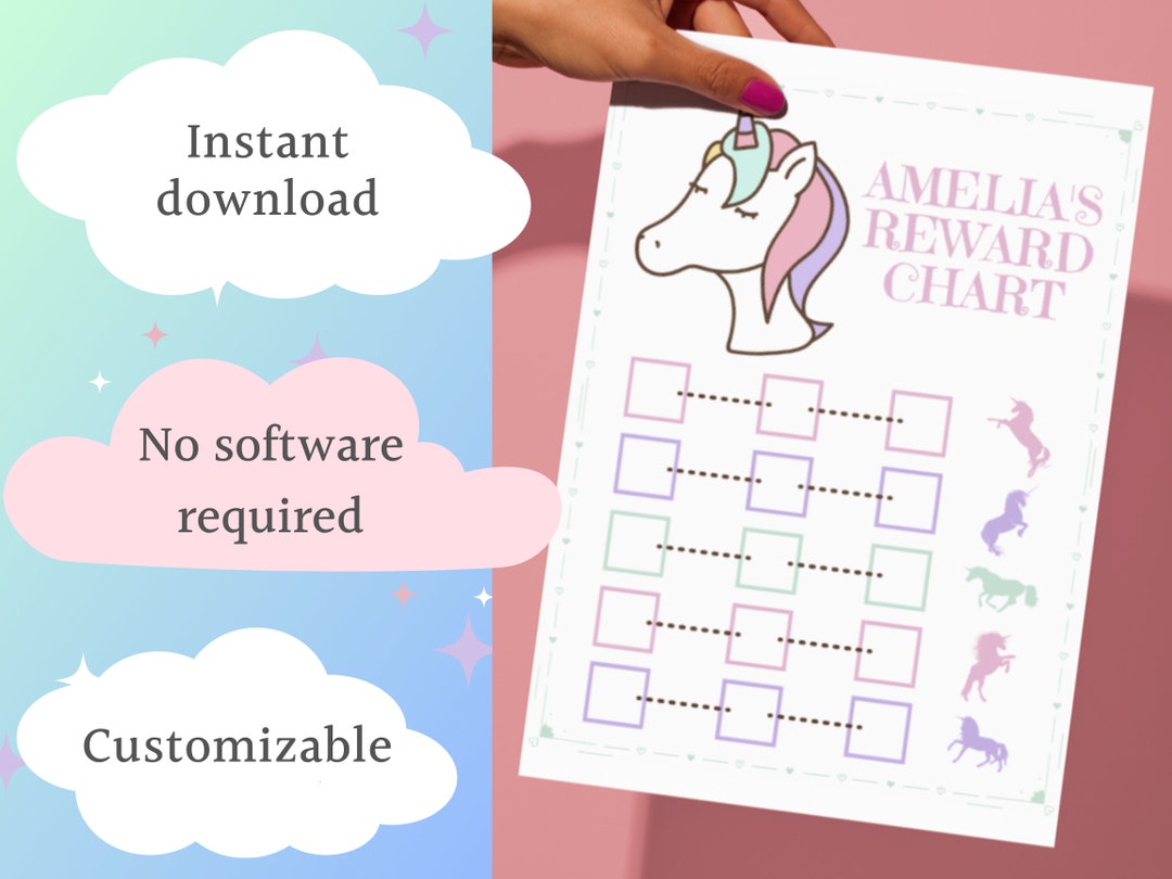 Customizable Kids' Unicorn Reward Chart Template (8.5" X 11") | Instant ...