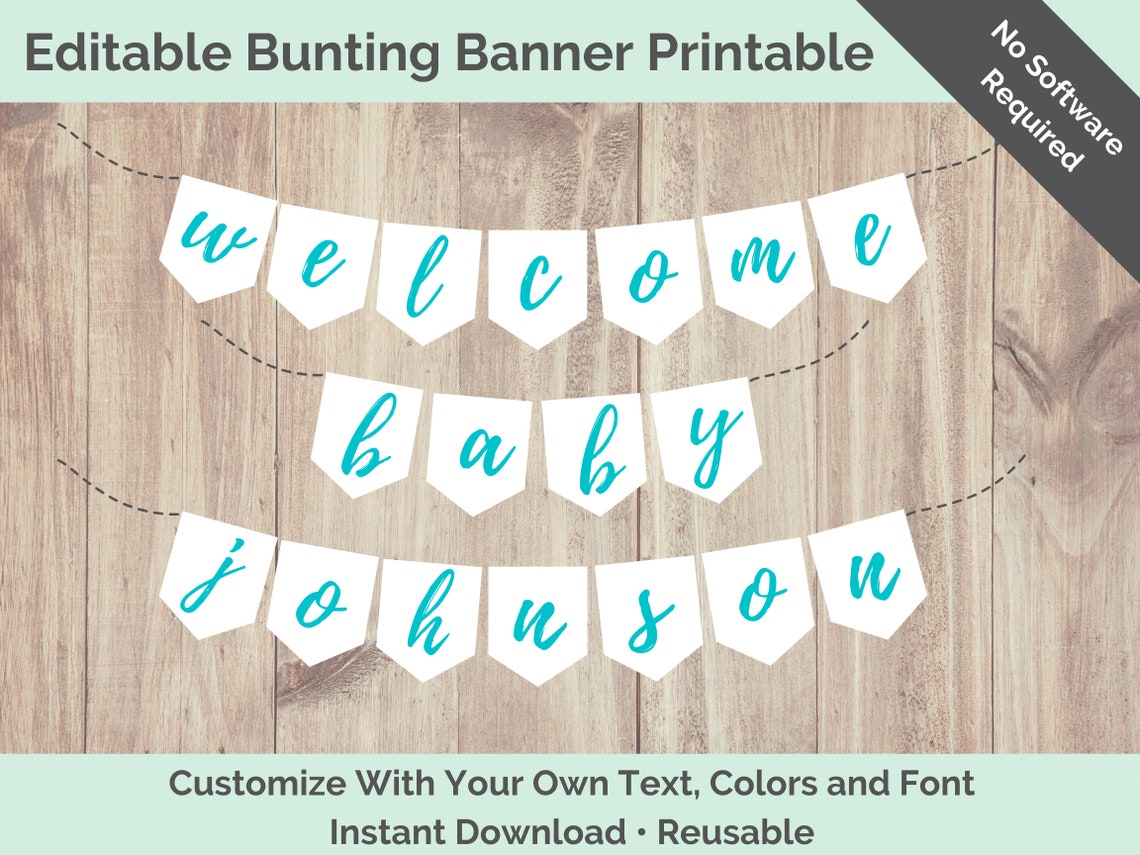 Editable Bunting Banner Printable 8.5 X 11 - Etsy