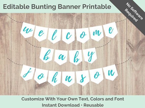Editable Bunting Banner Printable 8.5 X 11 | Etsy