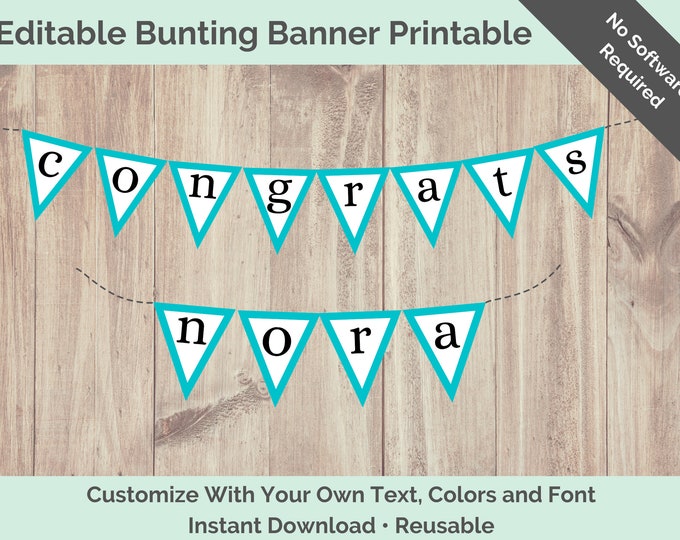Editable Triangle Bunting Banner Printable 8.5 X - Etsy