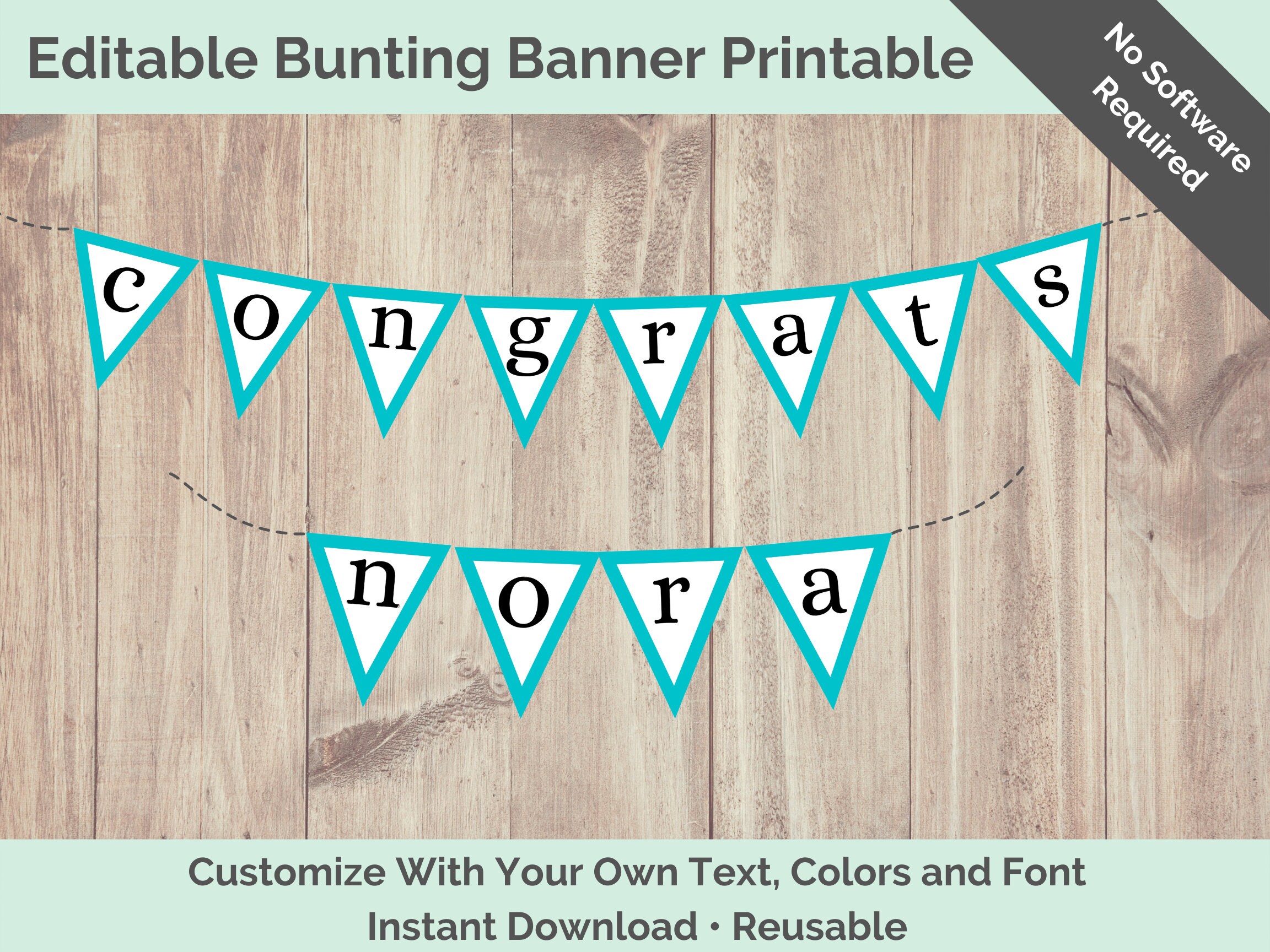Editable Triangle Bunting Banner Printable 8.5 X | Etsy