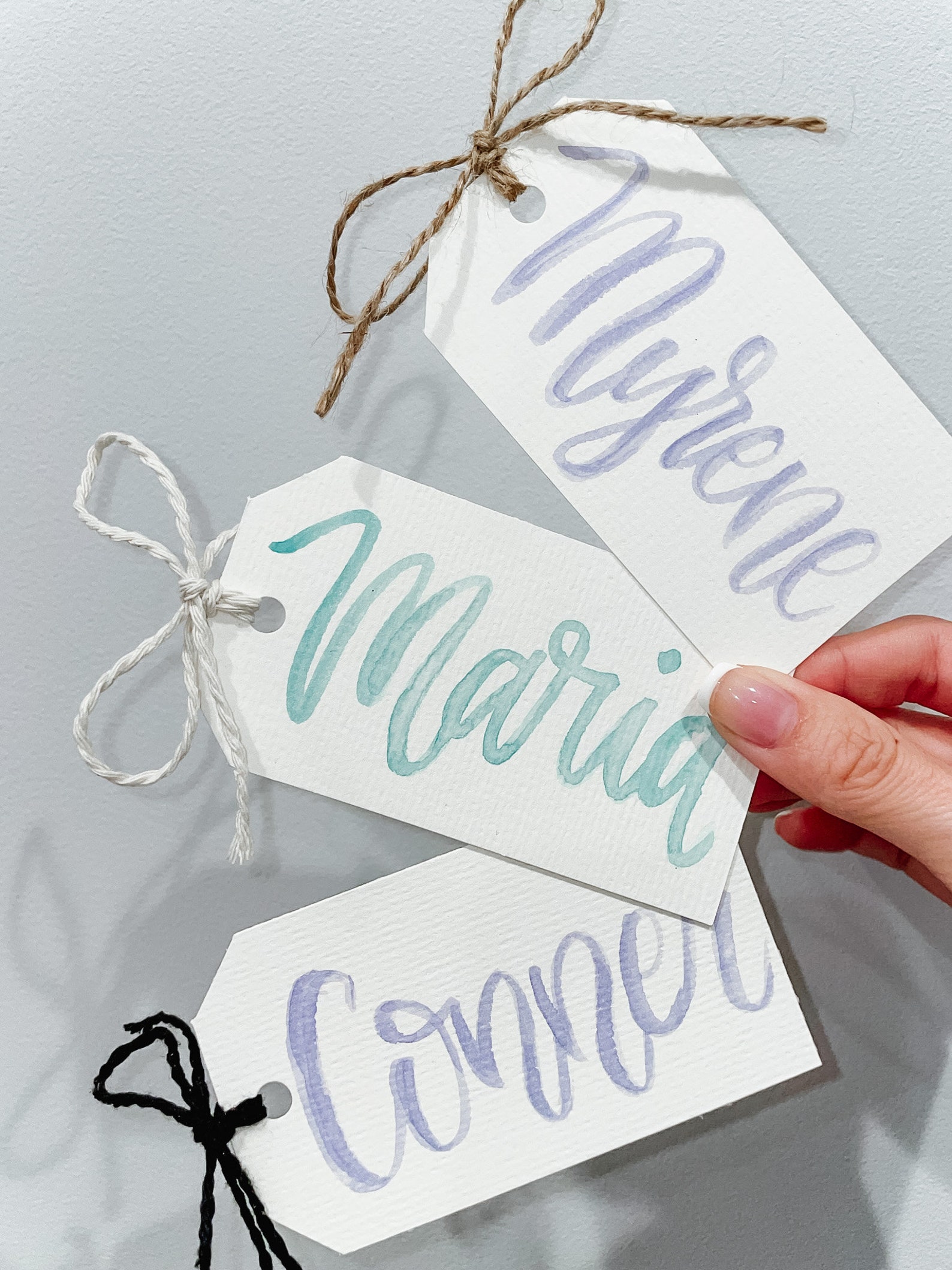Watercolor Gift Tags With String, Calligraphy Gift Tags Personalized ...