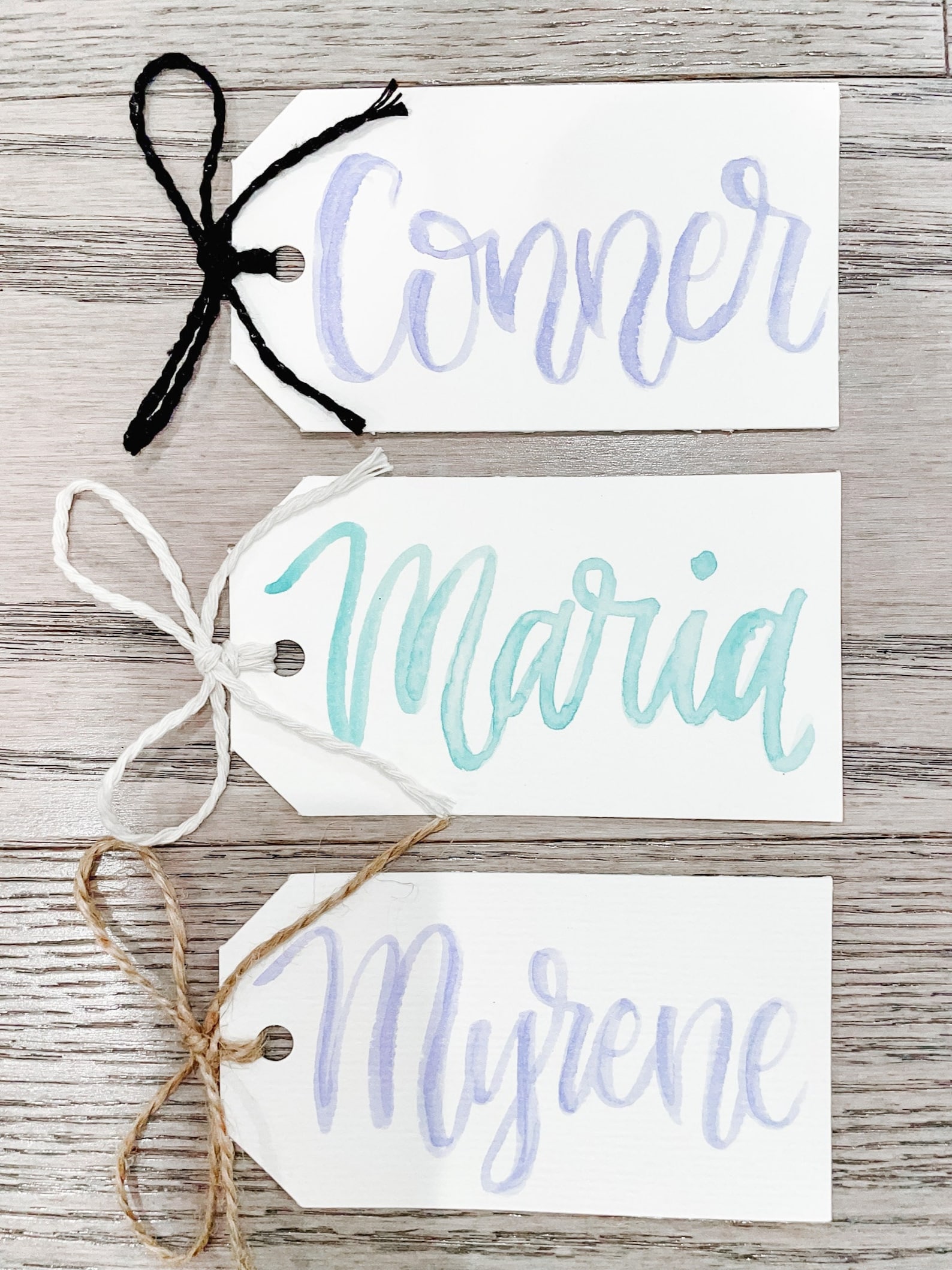 Watercolor Gift Tags With String, Calligraphy Gift Tags Personalized ...