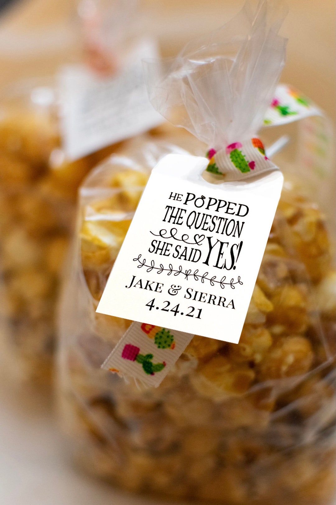 He Popped the Question Tag With Twine, Gift Favor Engagement Tag, He ...