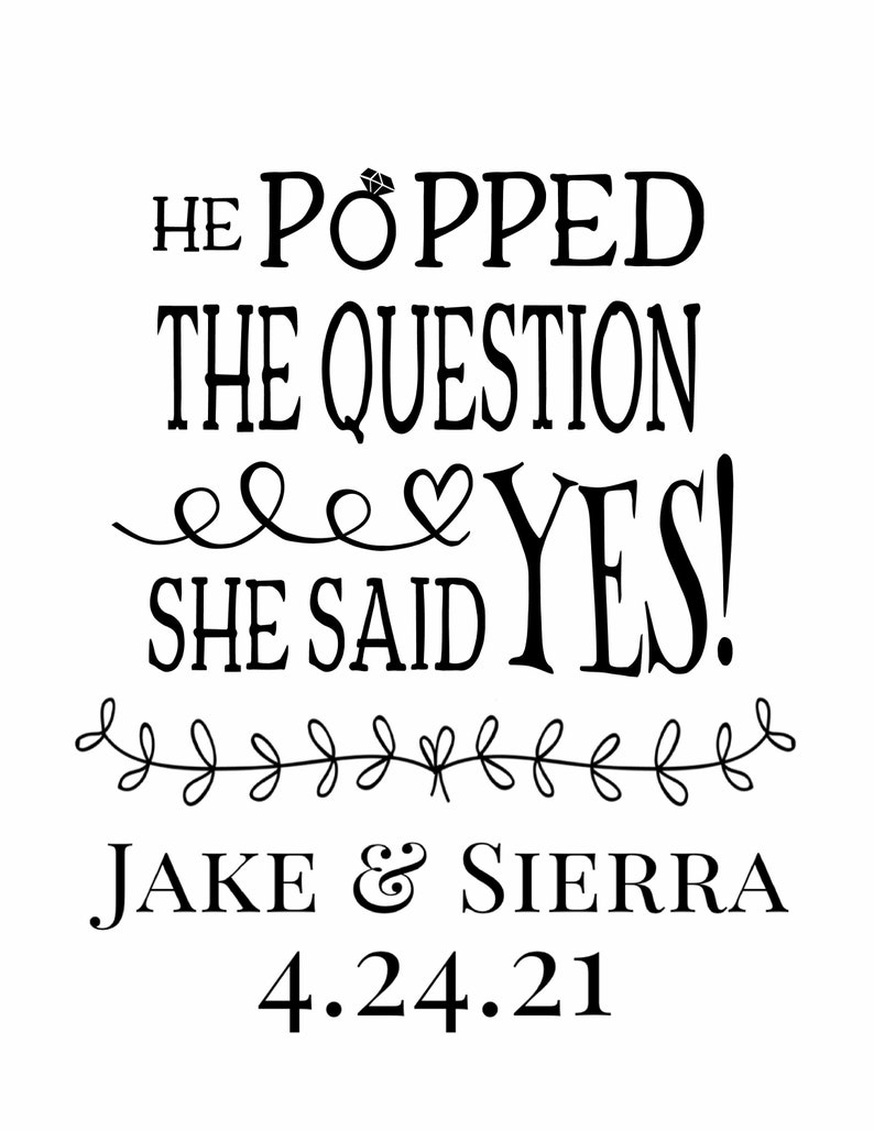 He Popped the Question Tag With Twine, Gift Favor Engagement Tag, He ...